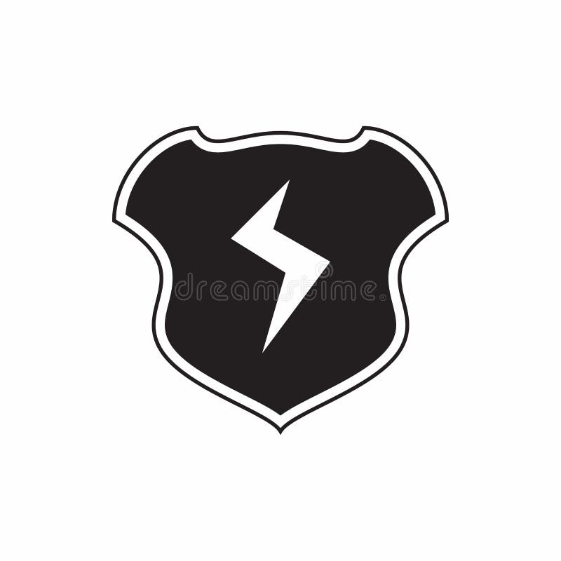Lightning Shield Icon Simple Style Stock Illustrations – 84 Lightning ...