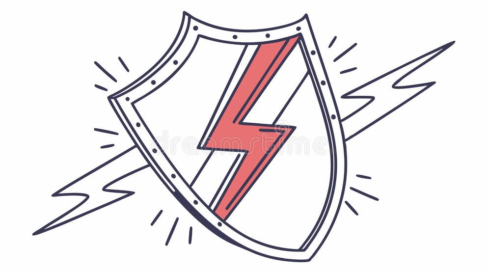 Shield with Lightning Bolt Power Protection Vector, Vector Design ...