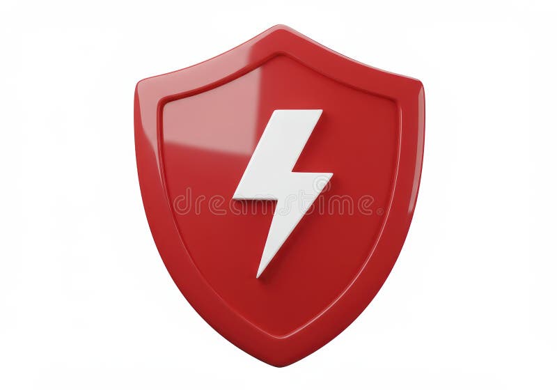 Shield with Lightning Bolt Protection Icon in 3d Rendering Stock ...