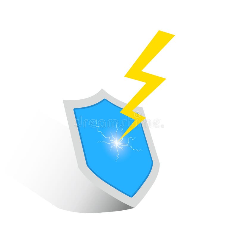 Shield with Lightning - Vector Icon Stock Illustration - Illustration ...