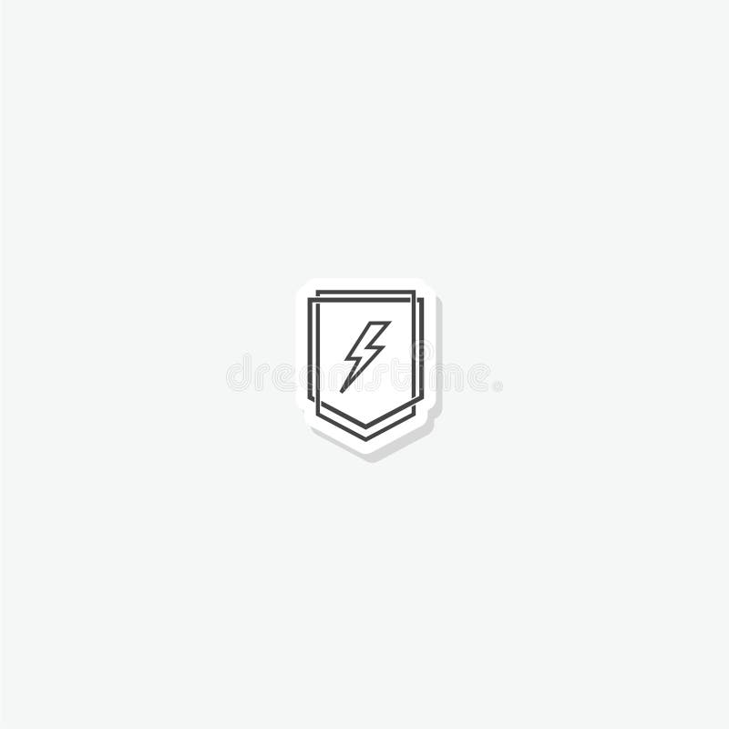 Shield with Lightning. Power Shield Sticker Icon Stock Vector ...