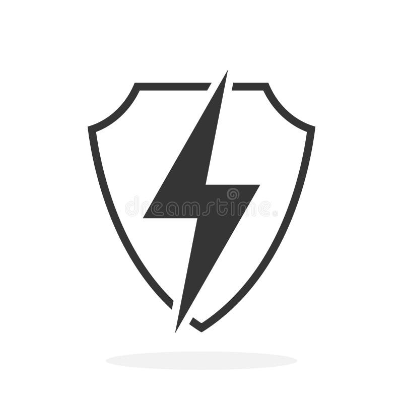 Shield with Lightning - Vector Icon Stock Illustration - Illustration ...