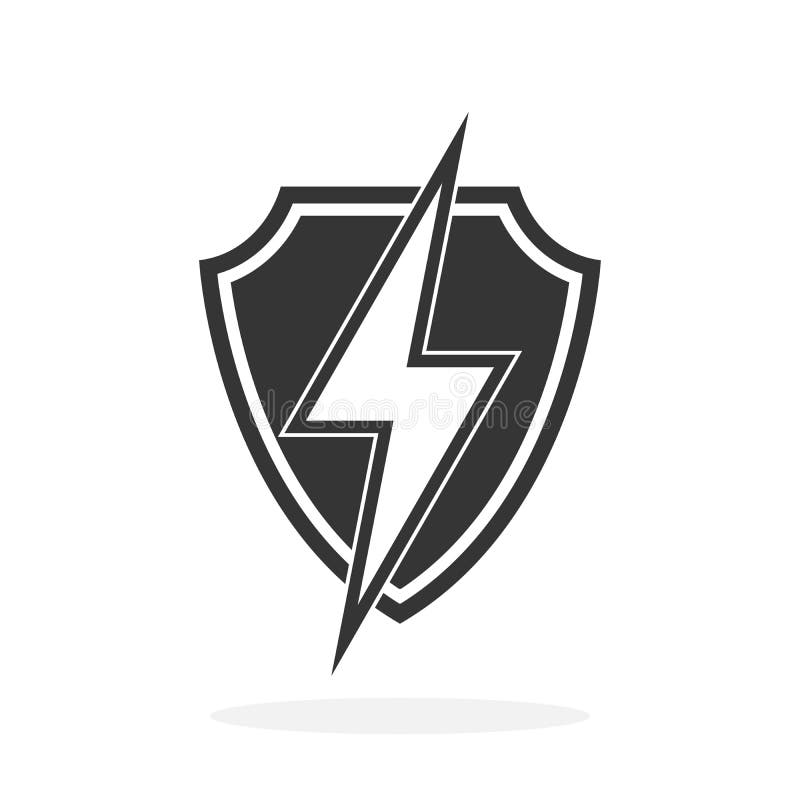 Shield with Lightning - Vector Icon Stock Illustration - Illustration ...