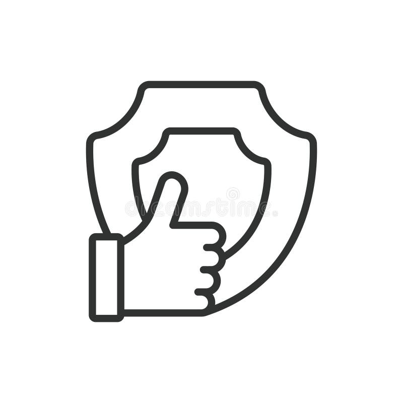 Shield with Like, Icon in Line Design. Shield, Like, Protection ...