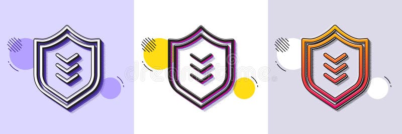 Shield Line Icon. Protection Sign. Halftone Dotted Pattern. Vector Stock Illustration ...