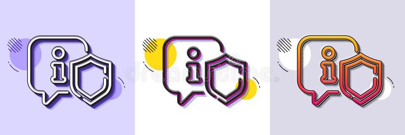 Shield Line Icon. Privacy Secure Sign. Halftone Dotted Pattern. Vector ...