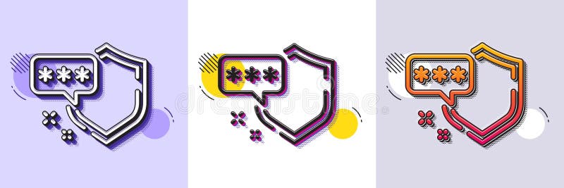 Shield Line Icon. Privacy Secure Sign. Halftone Dotted Pattern. Vector ...