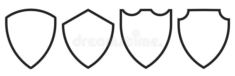 Shield Line Icon Set. Vector Isolated Outline Shield Collection Stock ...