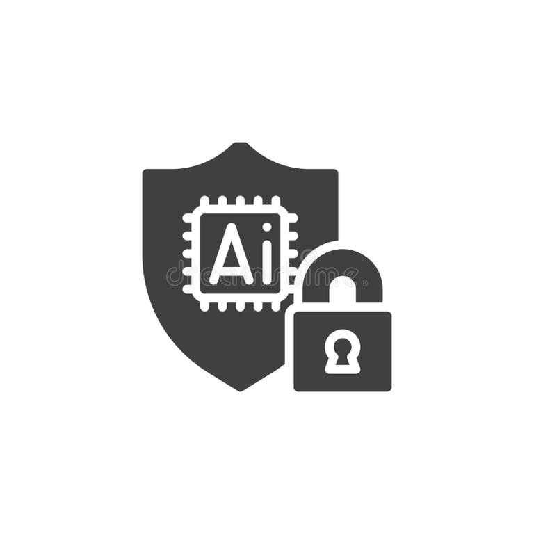 Shield with a Lock and AI Chip Vector Icon Stock Illustration ...