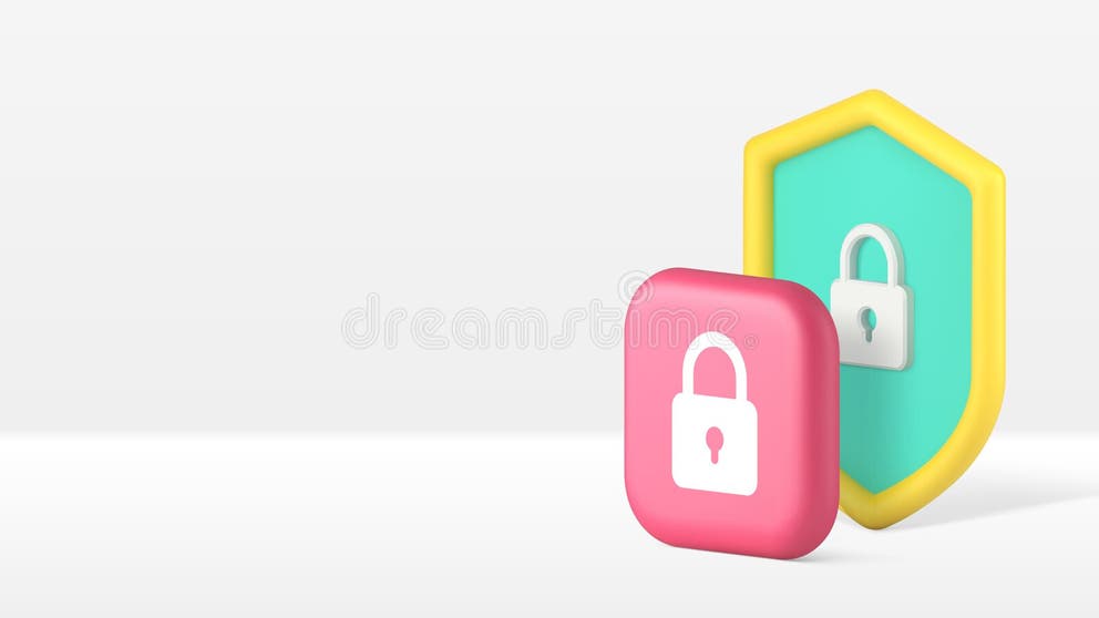 Shield with Lock Data Protection Privacy Security Safety Identification ...