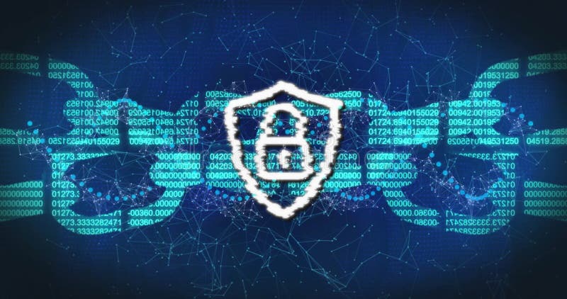 Shield with Lock Icon and Binary Code Over Digital Network Connections Stock Footage - Video of ...