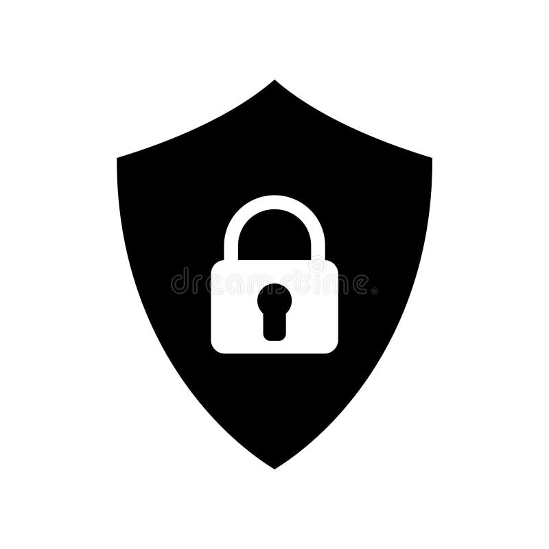 Shield with Lock Icon. Cyber Security Logo Isolated on White Background ...