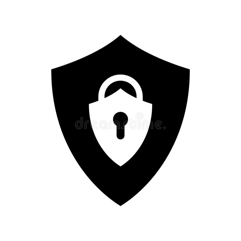 Shield with Lock Icon. Cyber Security Logo Isolated on White Background ...