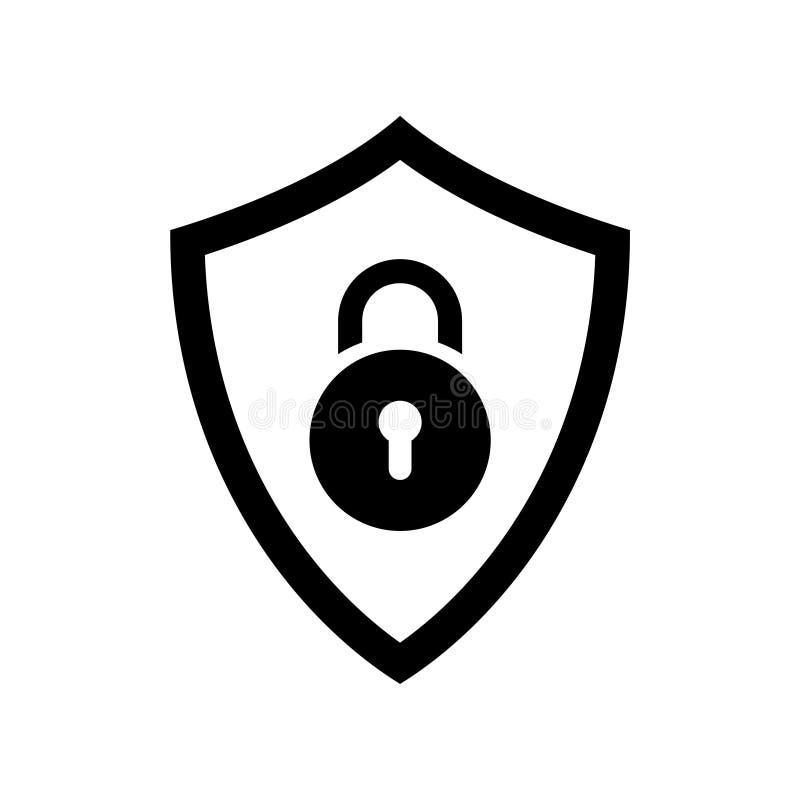 Shield with Lock Icon. Cyber Security Logo Isolated on White Background ...