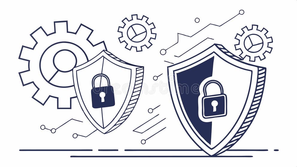 Shield with Lock and Keyhole, Security and Protection Symbol Vector ...