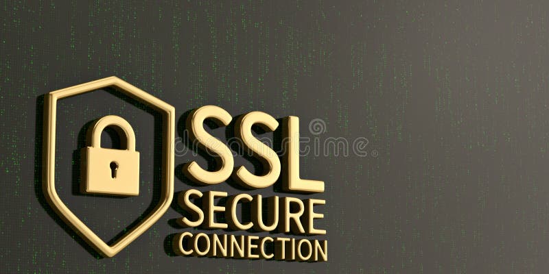 SSL Shield Secure Design Isolated on White Background. 3D Illus Stock ...