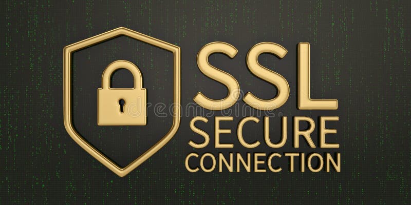 SSL Shield Secure Design Isolated on White Background. 3D Illus Stock ...