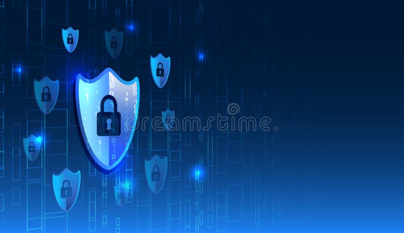 Shield with the Lock Symbolizes Data Protection and Cybersecurity. the ...