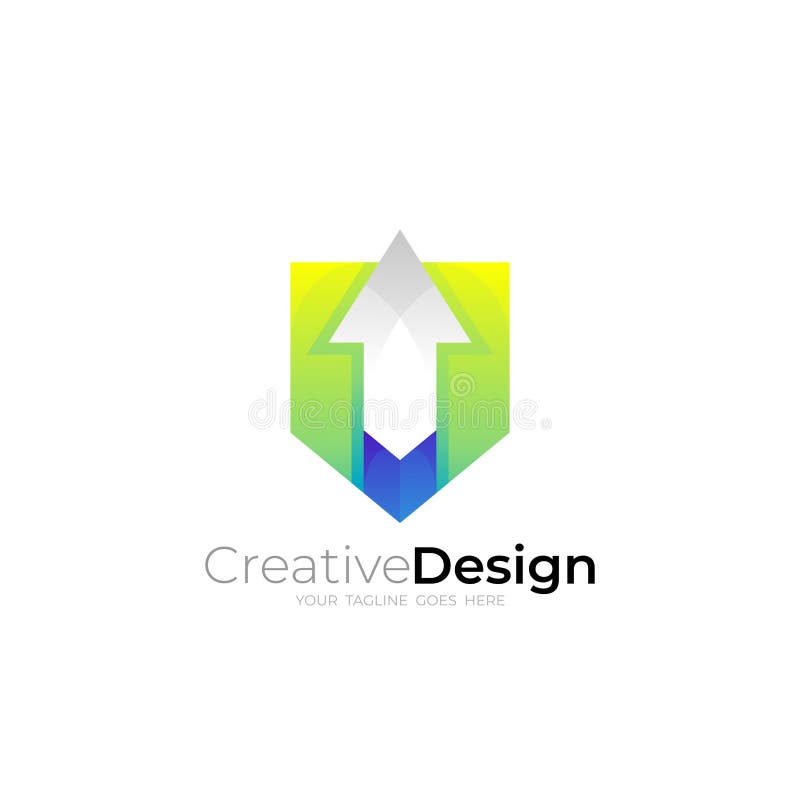 Shield Logo with Arrow Design Combination, Up Icon Template Stock ...