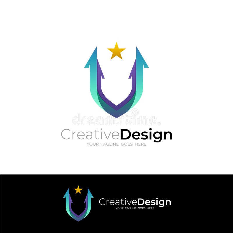 Shield Logo and Arrow Design Template, Up Icon Vector Stock Vector ...