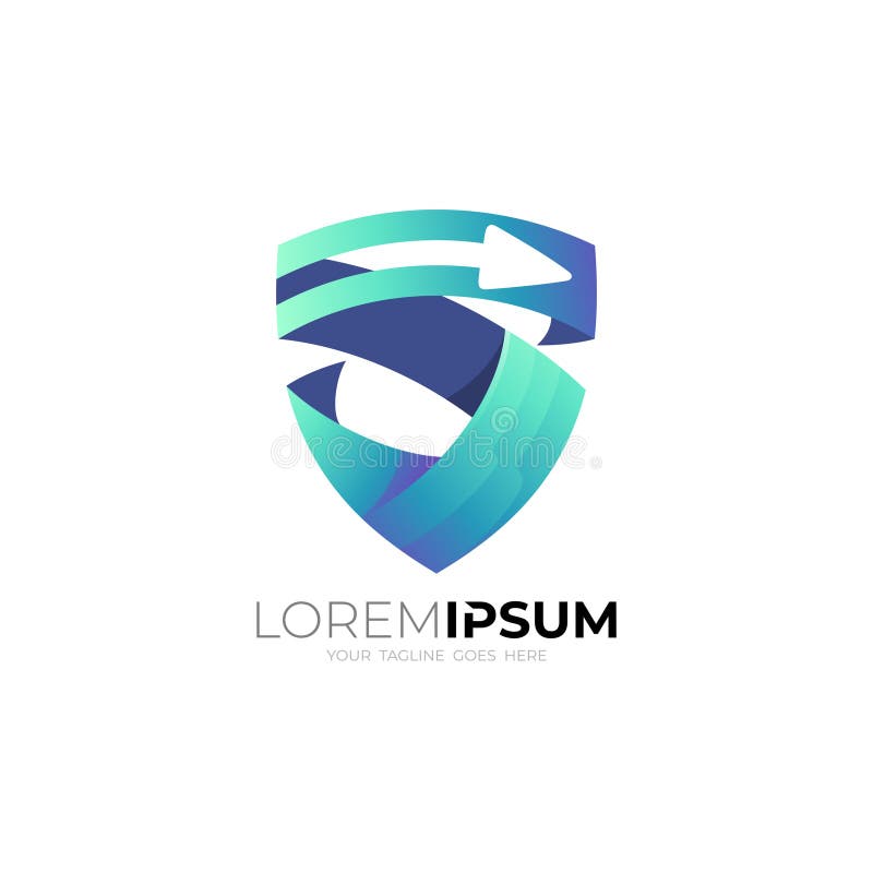 Shield Logo with Blue Color, Shield and Arrow Icon Stock Vector ...