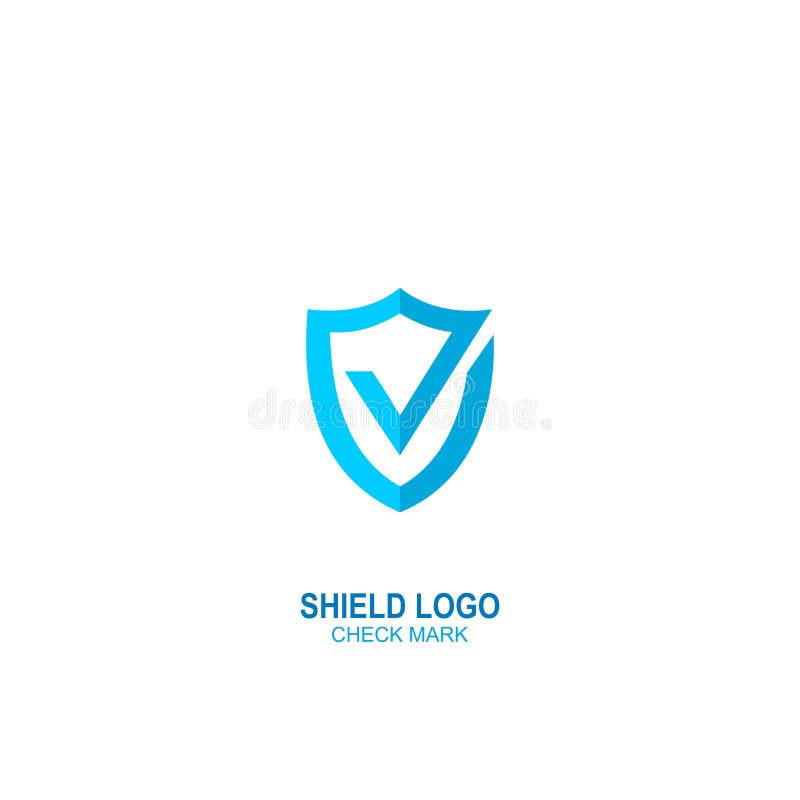 Shield logo and check mark stock vector. Illustration of icon - 105574310