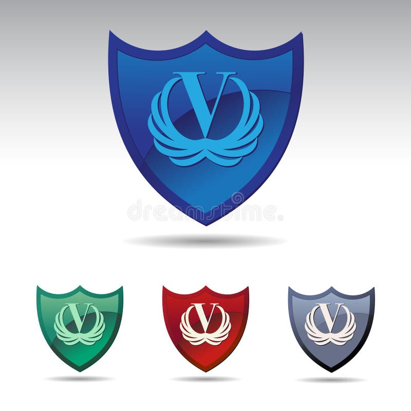 Victory Red Shield Symbol Icon Stock Illustration - Illustration of ...