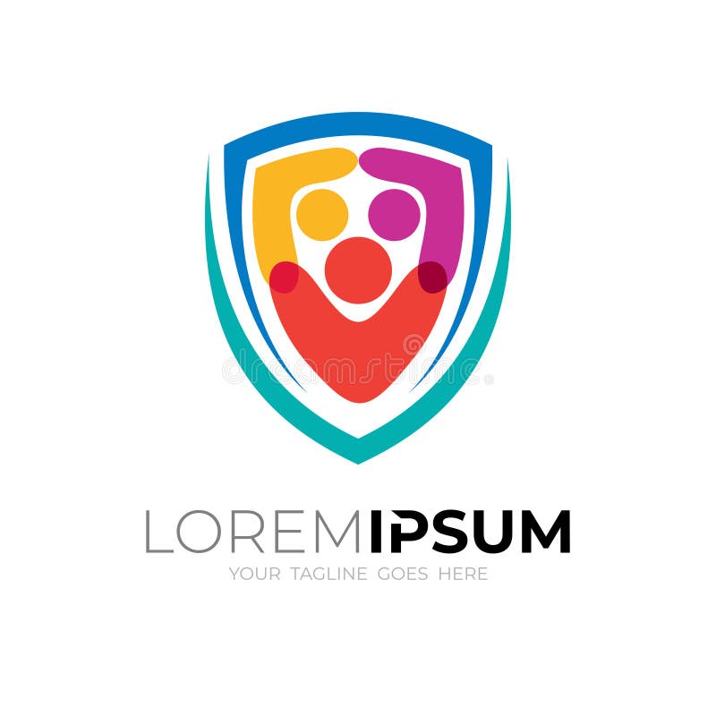 Shield Logo and Family Care Design Vector, Simple Style Stock Vector ...