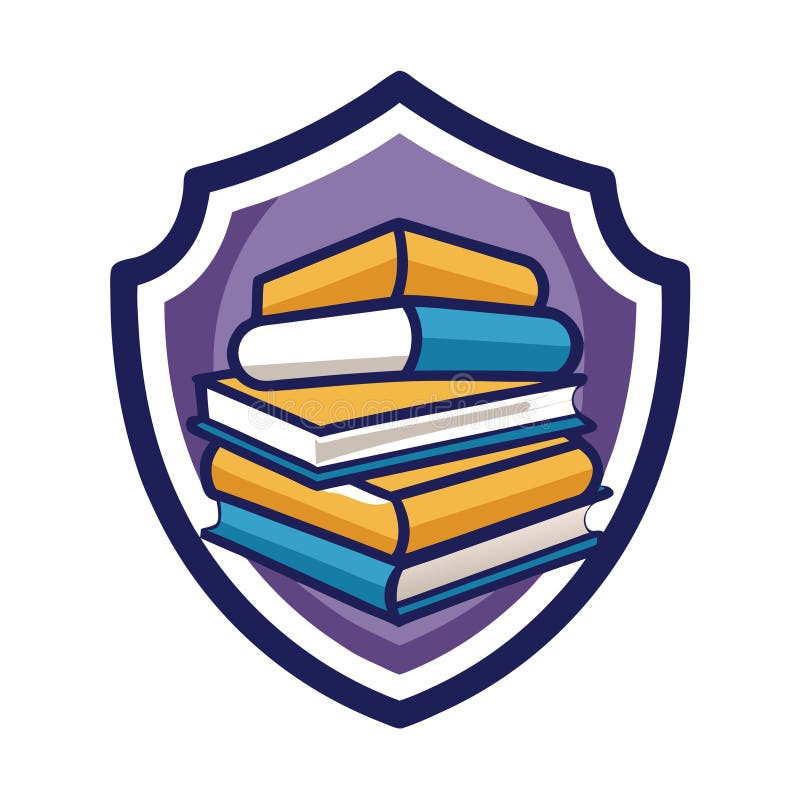Shield with Stack of Books Logo Concept for Education and Learning ...