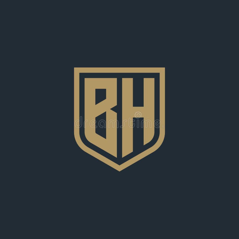 BH Letter Initial Shield Logo Frame Design Inspiration Stock ...