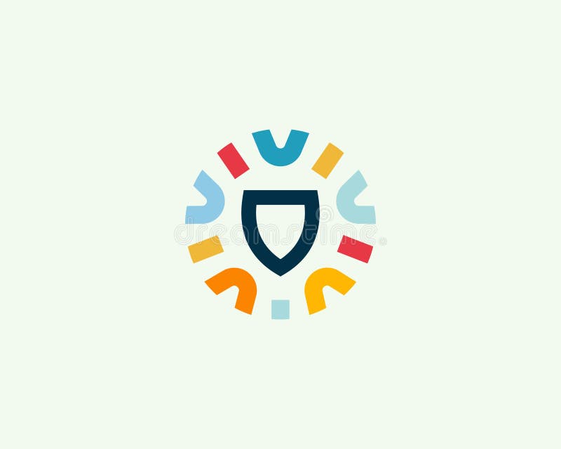 Shield Logo. Guard Logotype in a Frame from Colored Shapes. Protection ...