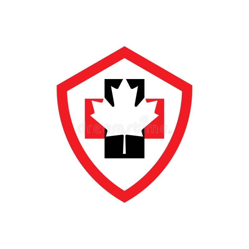 Shield Logo Health Care Canada Logo with Cross and Maple Leaf Stock ...