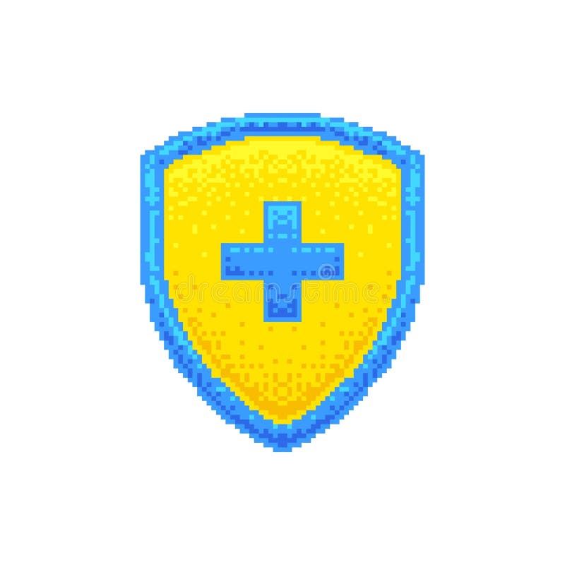 Shield Logo Icon in Pixel Art Stock Vector - Illustration of love ...