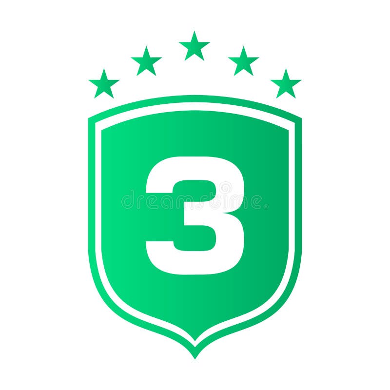 Shield Logo on Letter 3 Vector. Letter 3 Shield Security Logo ...