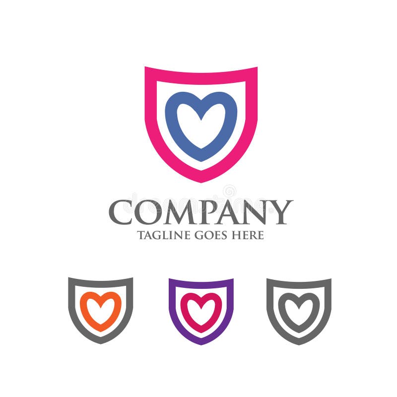 Shield Logo with Love Heart Abstract Vector Stock Vector - Illustration ...