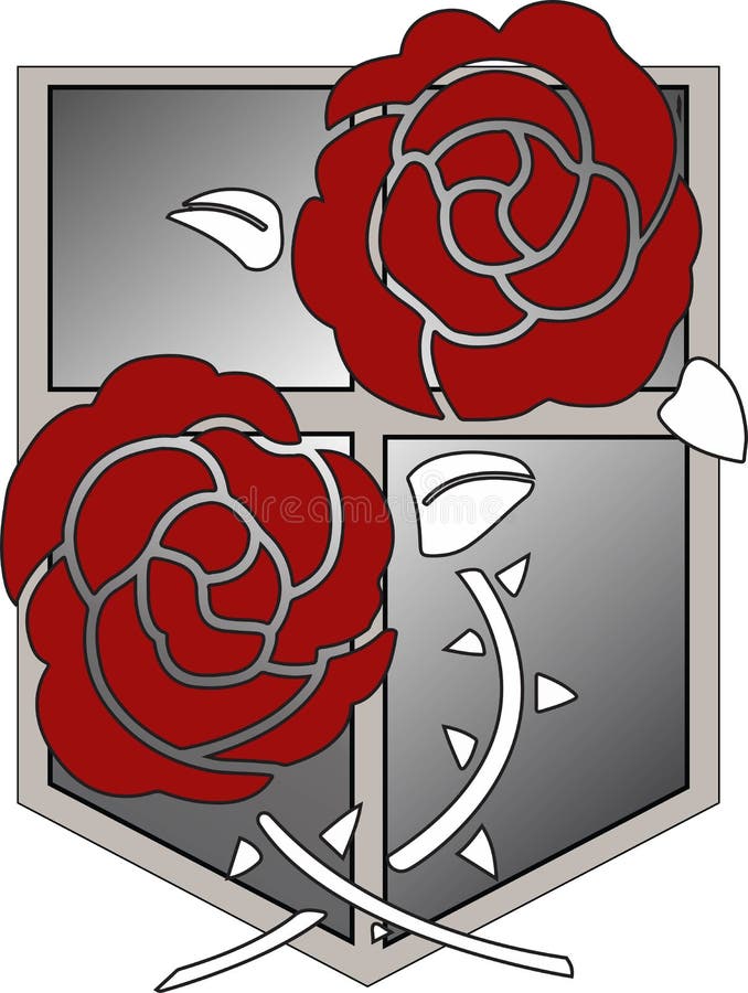 Shield Logo with Red Rose Flower with Stem. Stock Illustration ...
