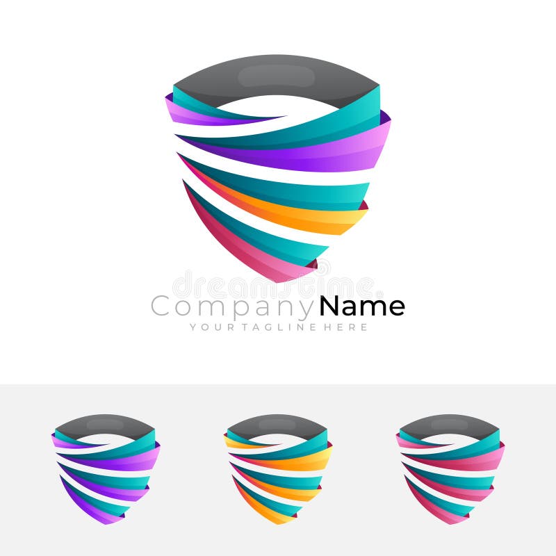 Shield Logo with Ribbon Design Combination, Colorful Style Stock Vector ...
