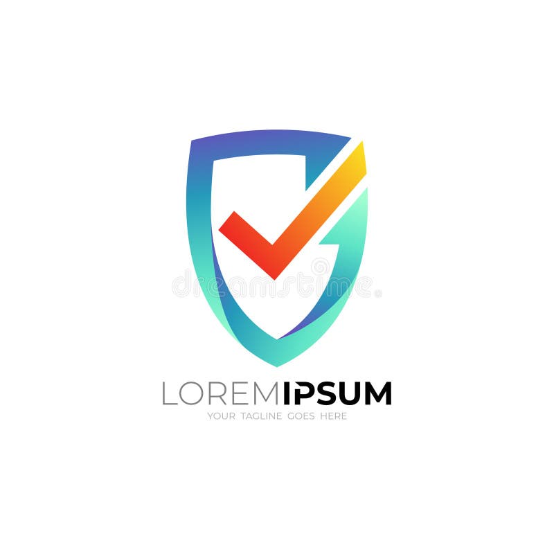 Shield Logo and a Tick Icon with a Simple Look Stock Illustration ...