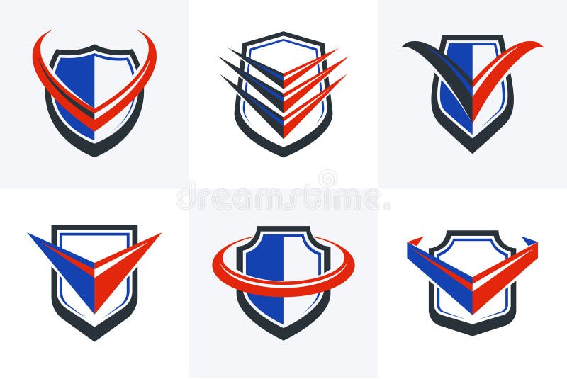 Shield Logos Vector Set, Different Ammo Protection Symbols Collection ...