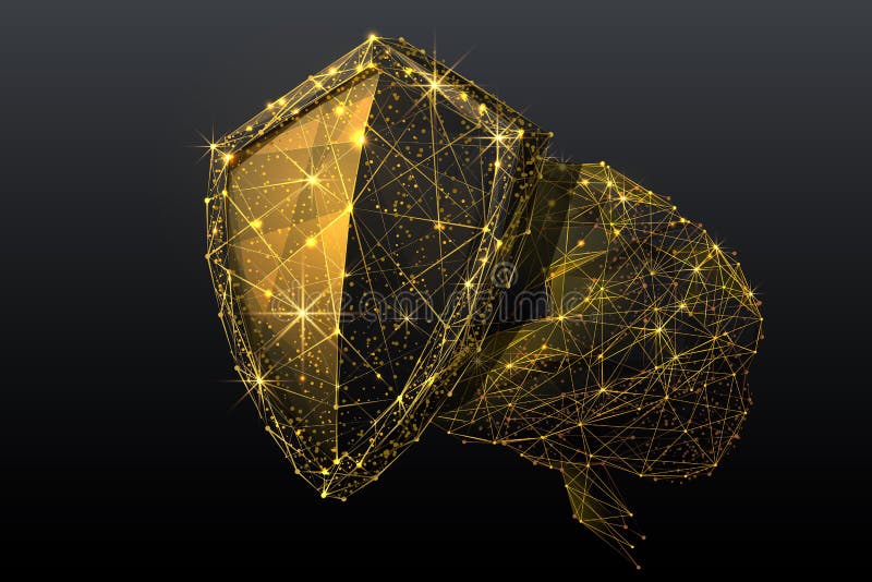 Mind Protection Low Poly Gold Stock Vector - Illustration of disease ...