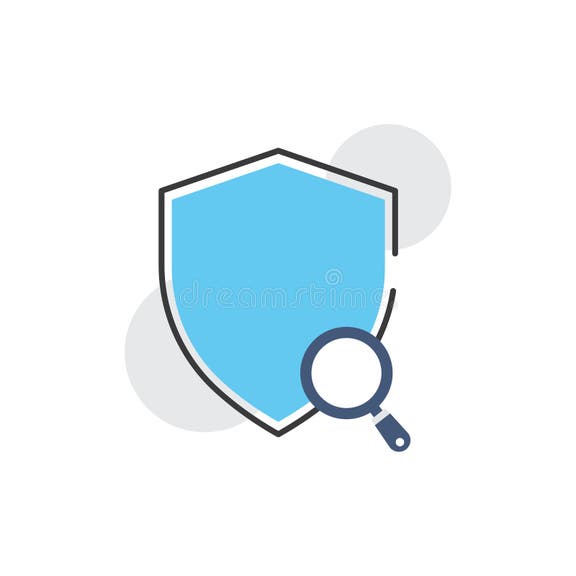 Shield magnifying glass stock vector. Illustration of security - 341074196