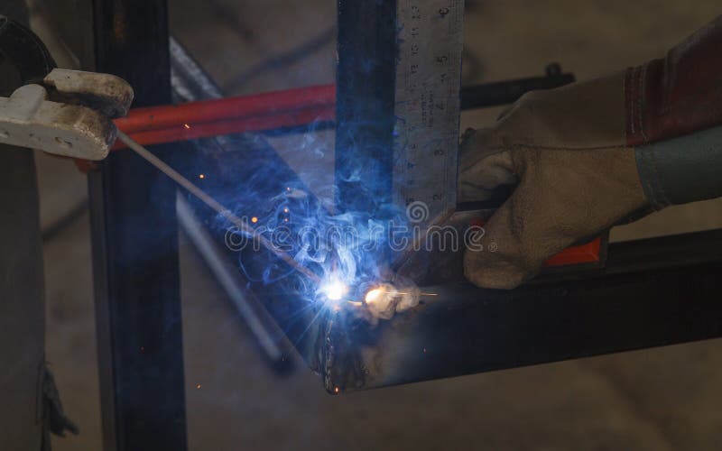 Shield Metal Arc Welding Welding. Stock Image - Image of fabricate ...