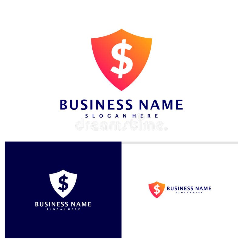 Shield Money Logo Design Concept Vector. Shield Coin Logo Template ...