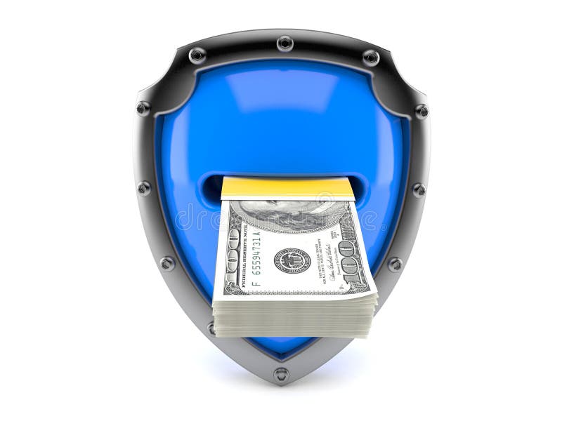 Shield with money stock illustration. Illustration of cash - 112555883