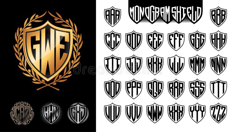 Shield Monograms Letter 3 Alphabet Font Stock Illustration ...