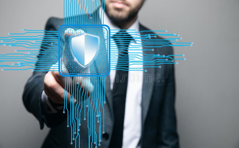 Shield on the Motherboard. Cyber Defense Concept Stock Image - Image of ...