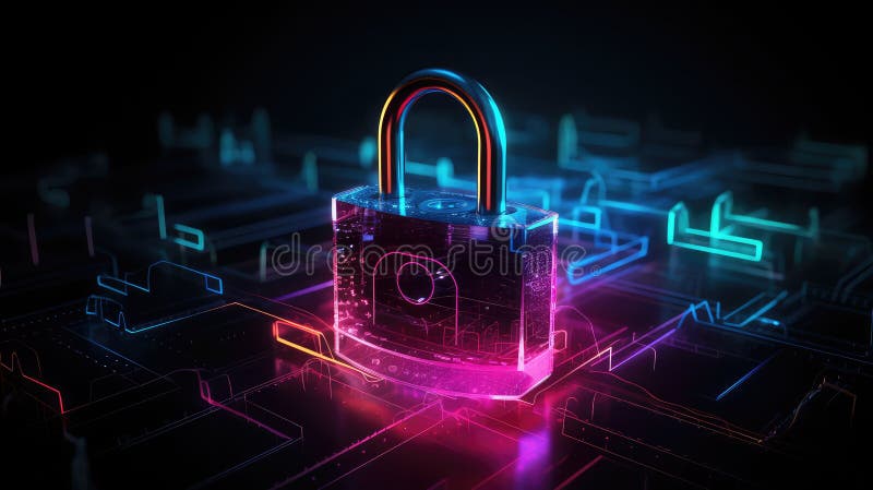 Shield neon data stock illustration. Illustration of privacy - 369418903