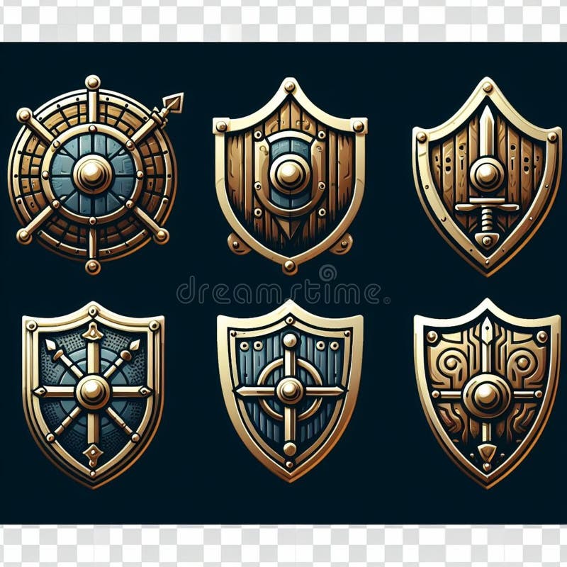 Set of Battle Shields Icons. Stock Illustration - Illustration of ...