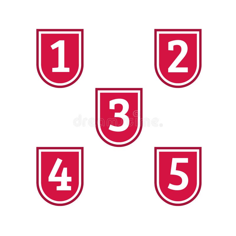Shield number 1 to 5 stock vector. Illustration of element - 114674196
