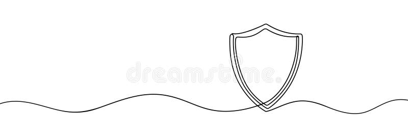 Shield of One Continuous Line Drawn. Security Shield Drawn in One Line ...